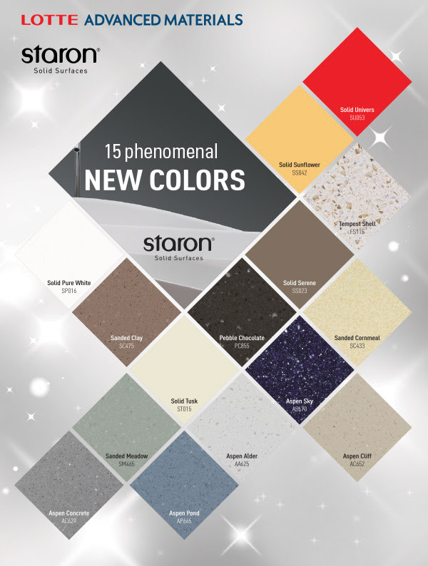 Lotte Introduces 15 New Staron Solid Surface Choices